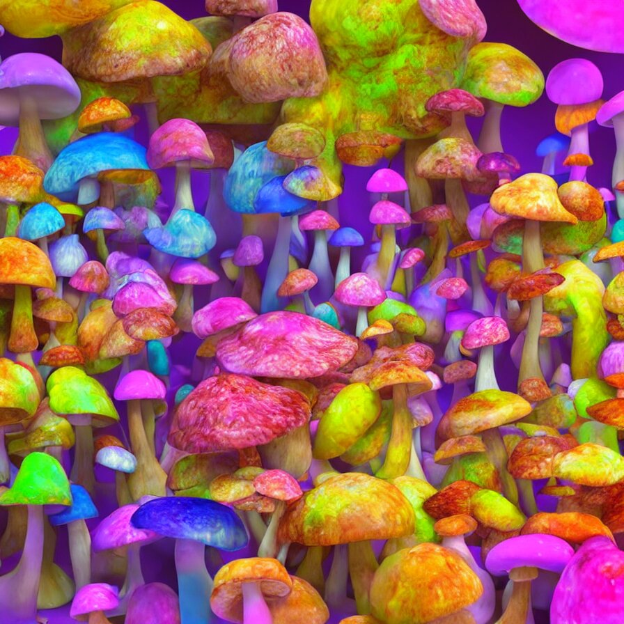 Lexica - Colorful mushrooms, a computer render by jonathan zawada ...
