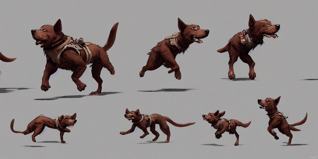 Lexica – Cartoonish dog running, character sheet, fine details, concept ...
