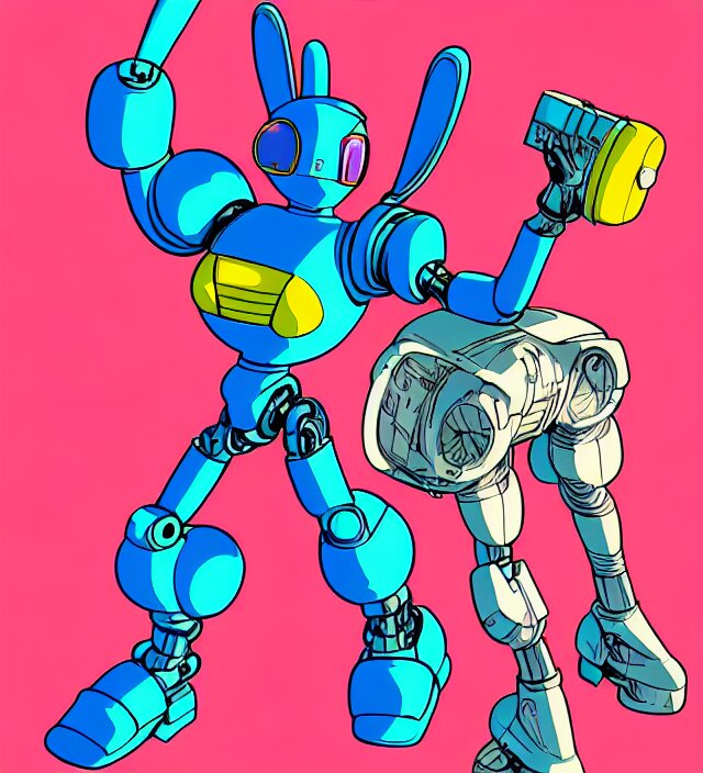 Lexica - Retrowave robot rabbit girl protagonist, animation character ...