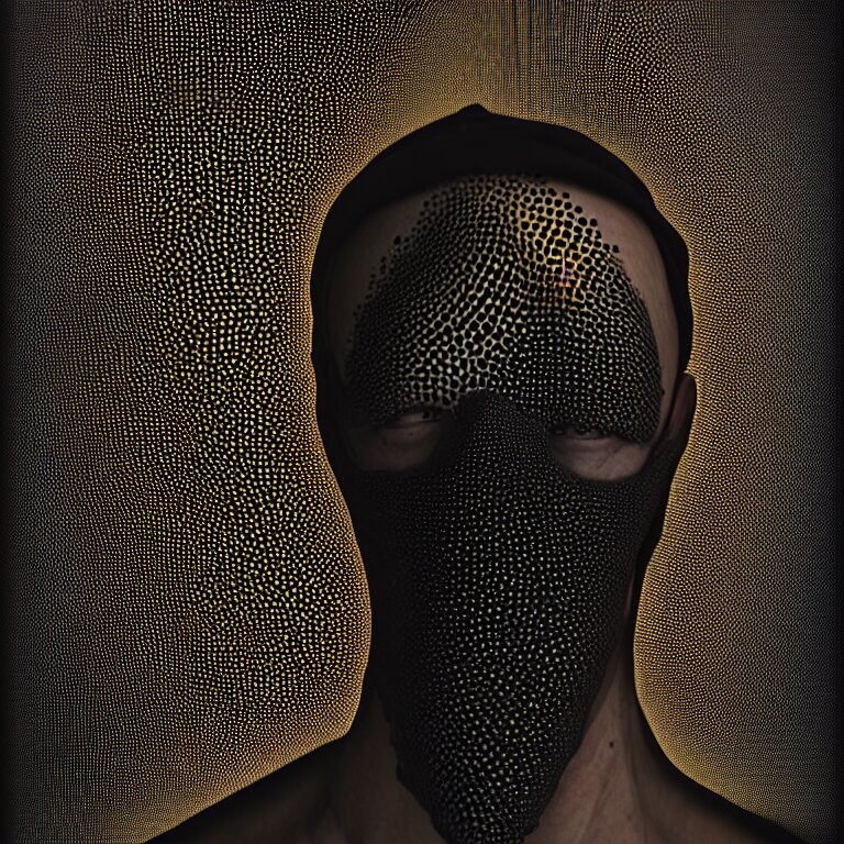 Lexica – Portrait of beautiful man wearing black ribbed trypophobia ...