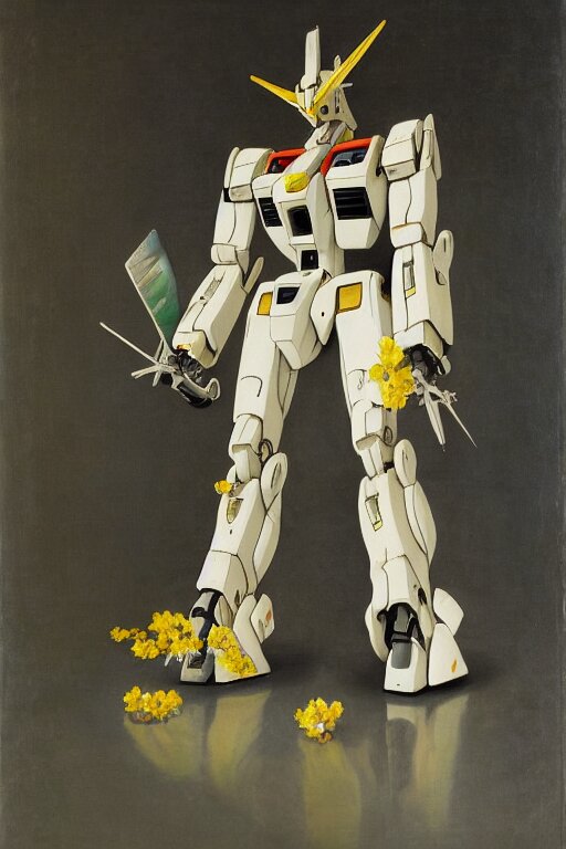 Lexica - A elegant gundam robot with fluo color detail, and muted arm ...