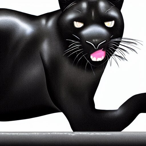 Lexica - A shiny black goo covered panther laying on a tar covered ...