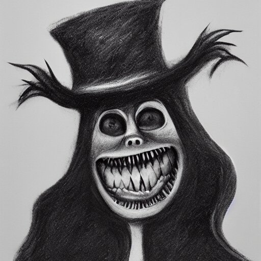 Lexica - Horrifying charcoal drawing of the babadook