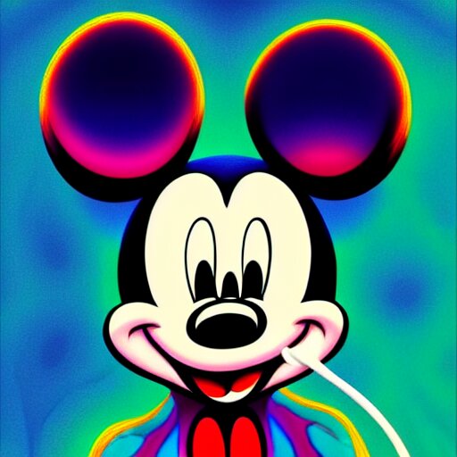 Lexica - An extremely psychedelic portrait of mickey mouse, surreal ...