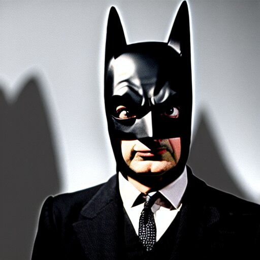 Lexica - Mr. bean as batman 1 9 6 6. movie still. cinematic lighting.