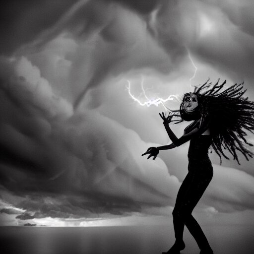 Lexica - Wild woman dancing in an epic storm with lightning, fire ...