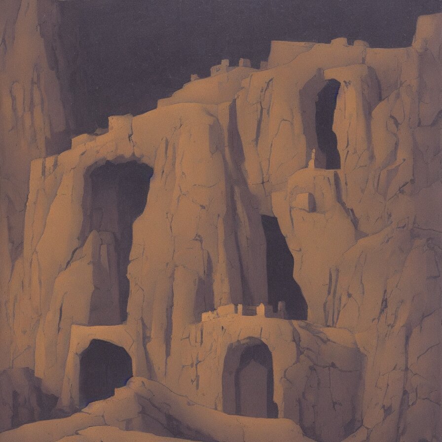 Lexica - A detailed oil painting of dark eerie ominous cave, prison ...