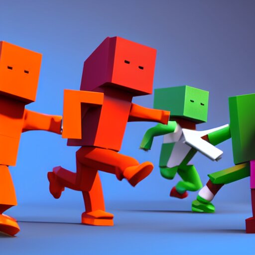 Lexica - High quality 3d render of dancing block figures looking like ...