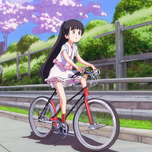 Lexica – Anime girl riding bicycle in highly detailed japanese suburb ...