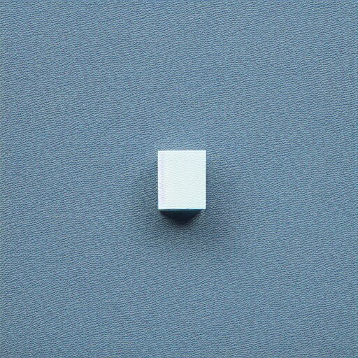 Lexica - Single blue cube on studio floor, chamfer edges, soft light