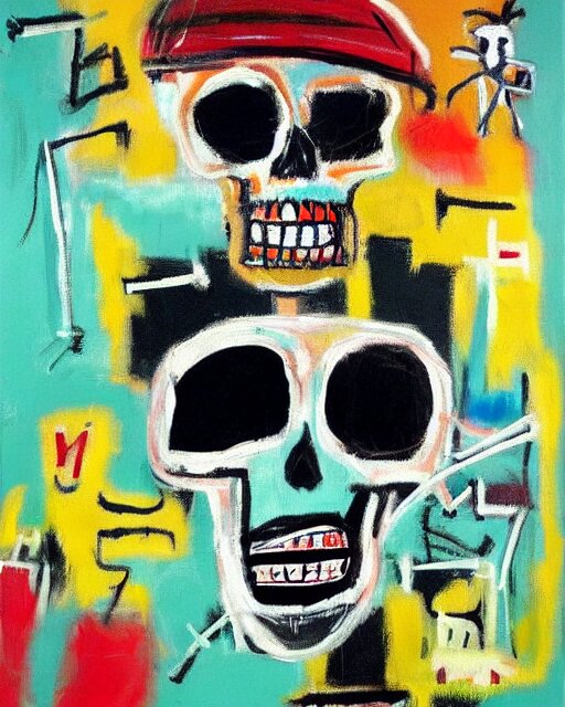 Lexica - Oil neo expressionism painting of skull skeleton playing video ...
