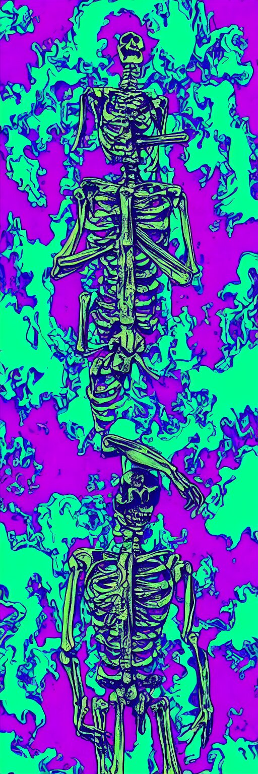 Lexica - Vaporwave skeleton with psychedelic background