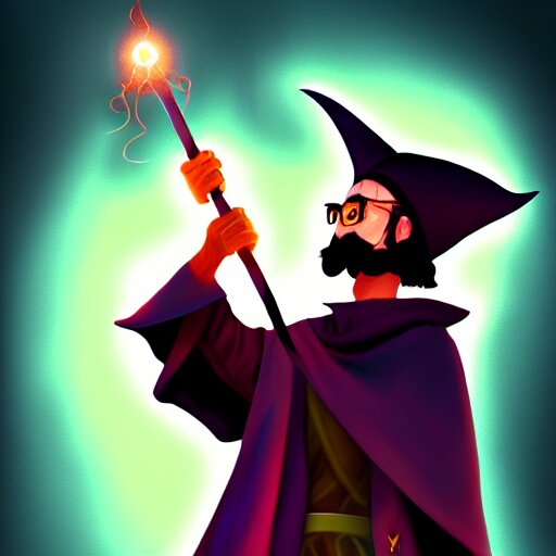 Lexica - Wizard nerd casting a spell , digital painting , digital art ...