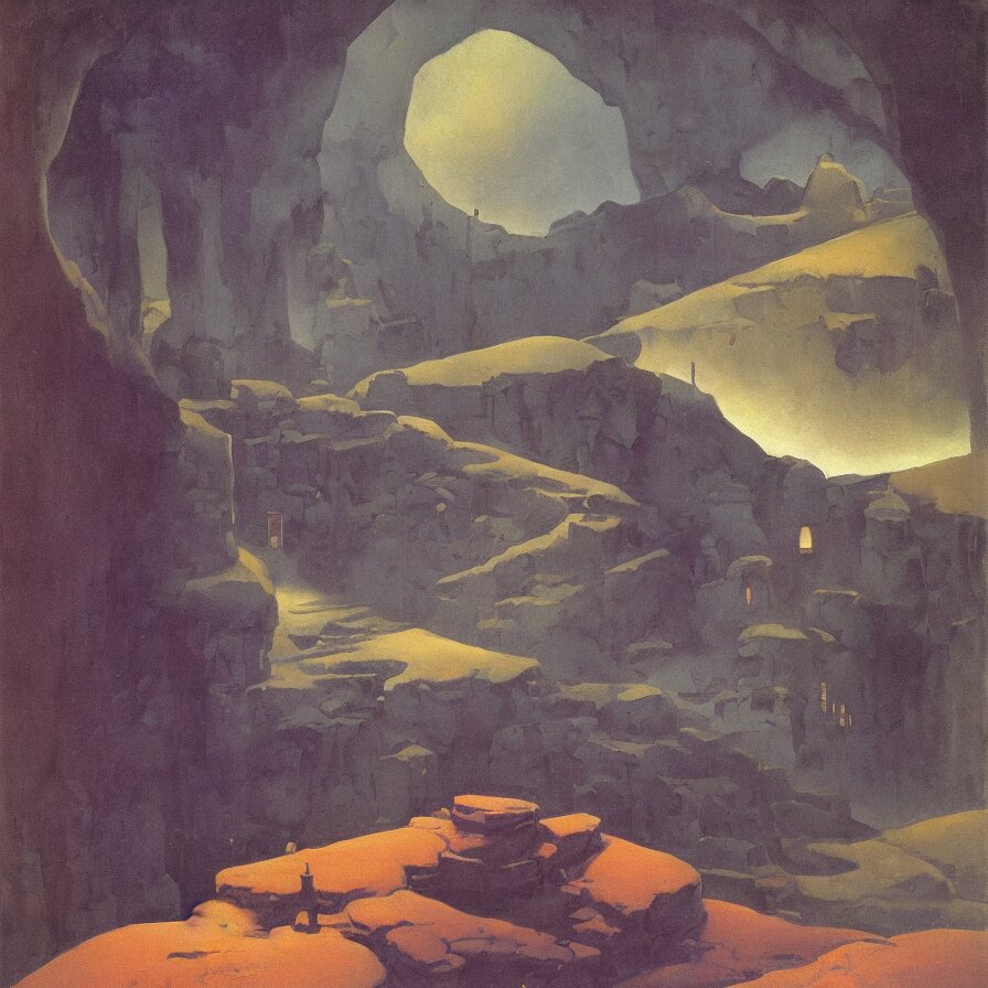 Lexica - A detailed oil painting of dark eerie ominous cave, prison ...