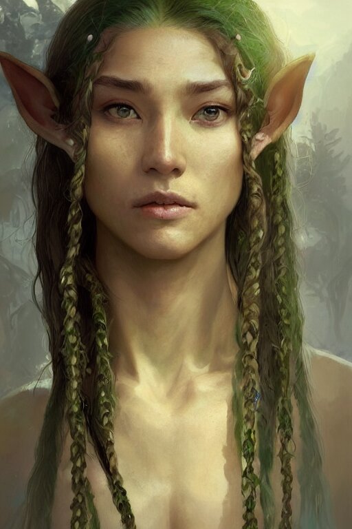 Lexica - A highly detailed portrait painting of a beautiful healer elf ...