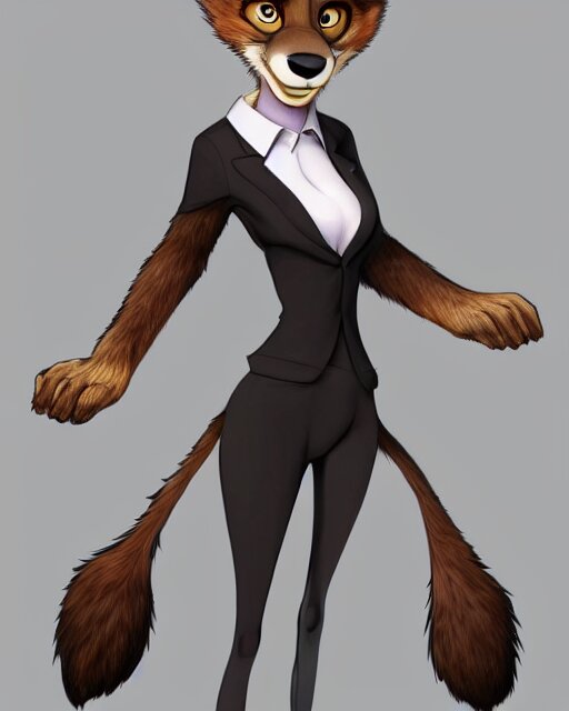 Lexica - Digital painting full body of anthromorphic furry female wolf ...