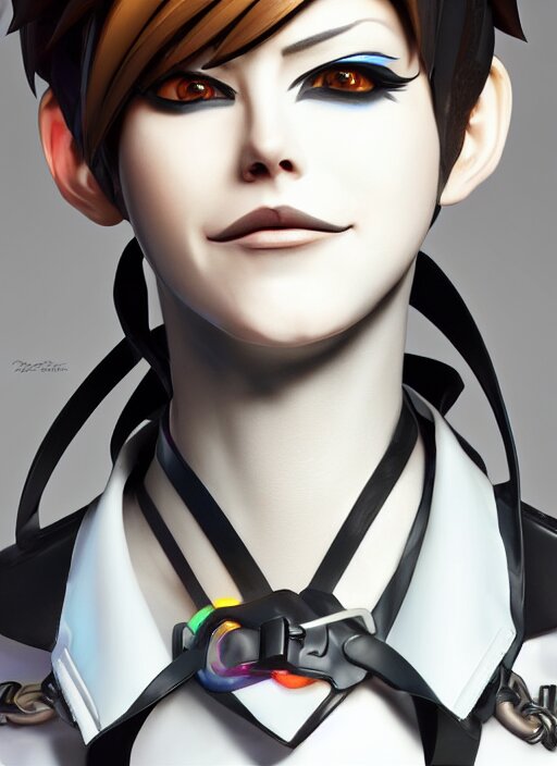 Lexica - Portrait bust digital artwork of tracer overwatch, wearing ...
