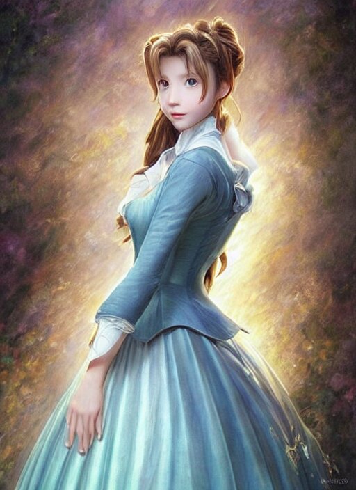 Lexica - Elegant Aerith Gainsborough tilts her head back and exposes ...