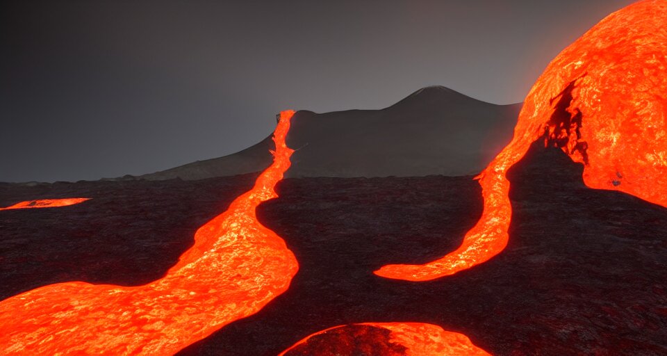 Lexica - Volcano with glowing orange lava rolling down the side of it ...