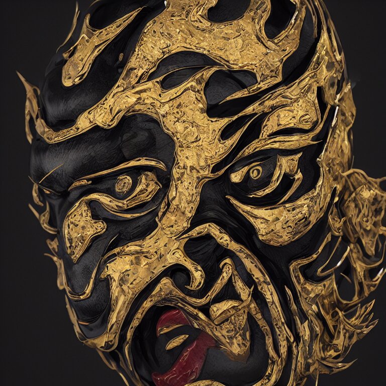 Lexica - A black hannya (般若) mask, kintsugi, symmetrical, ornate ...