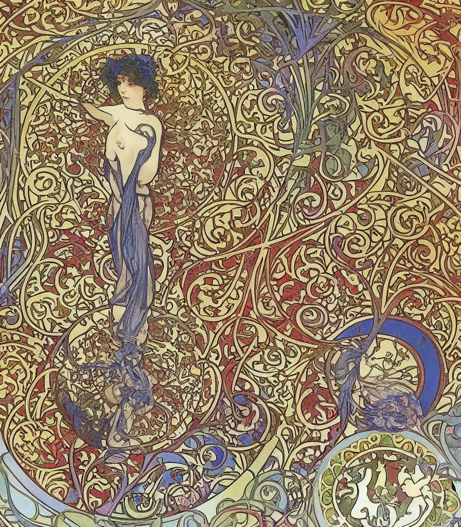 Lexica - Colourful detailed ornamental abstract art nouveau circular ...