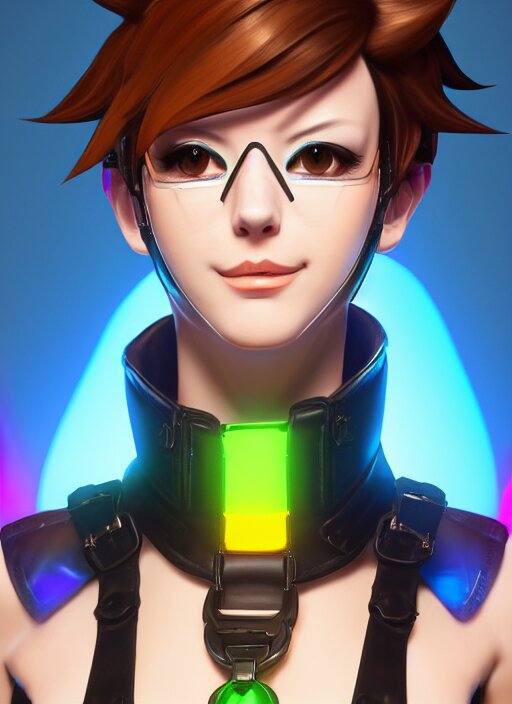 Lexica - Portrait bust digital artwork of tracer overwatch, wearing ...