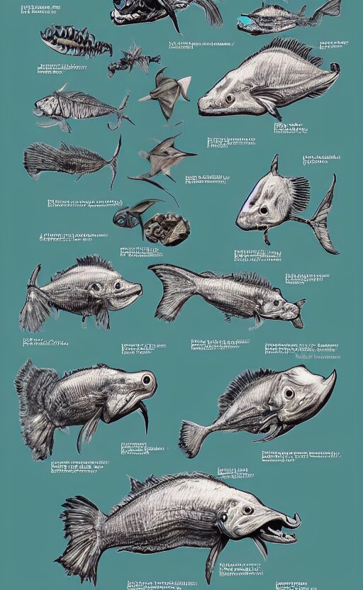 Lexica - A page of anglerfish anatomy illustration, highly detailed