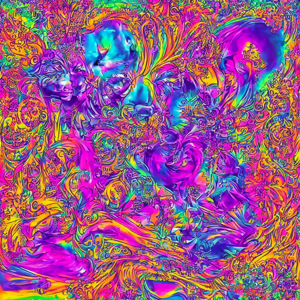 Lexica - Lisa frank album cover design design depicting the alter to ...