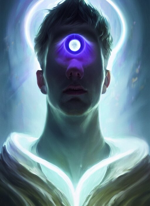 Lexica - Full face epic portrait, male wizard with glowing eyes, elden ...