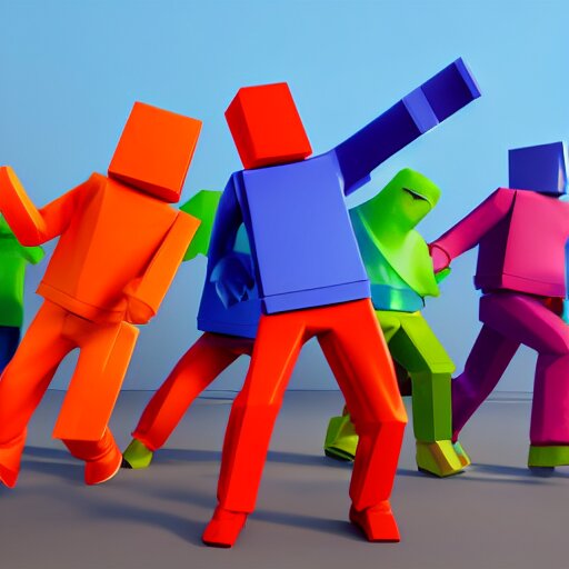 Lexica - High quality 3d render of dancing block figures looking like ...