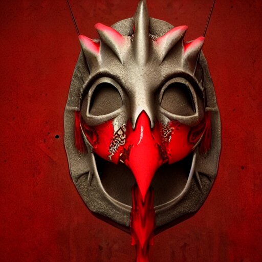 Lexica – Bloody ritual mask, octane render, ornate, red, 3d render