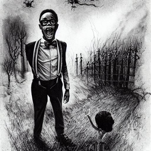 Lexica - Steve Urkel wearing a bowtie and suspenders scared in a ...