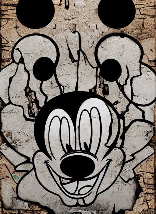 Lexica - Mickey mouse head, Picasso, distorted, ripped, wet, broken ...