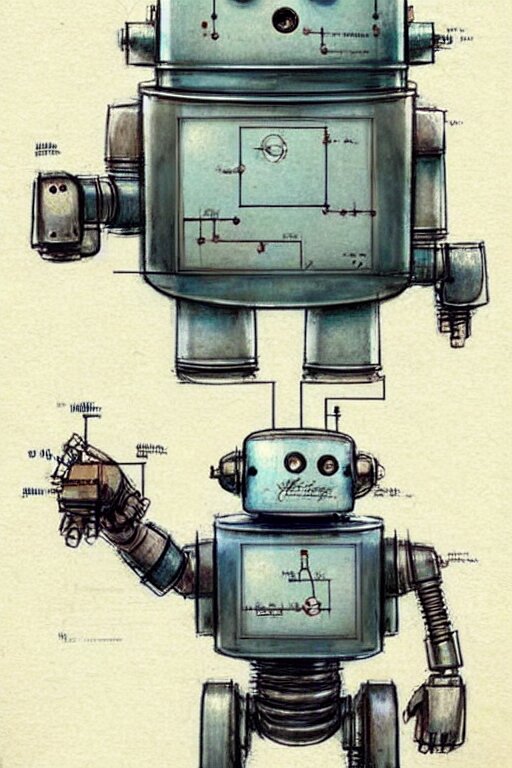 Lexica - (((((1950s robot schematics . muted colors.))))) by Jean ...