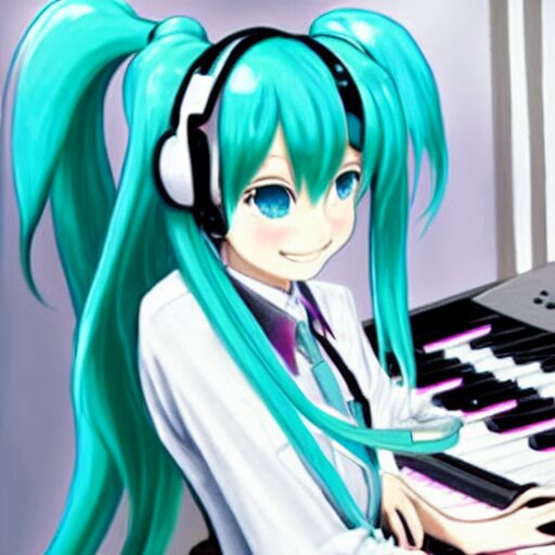 Lexica - Hatsune miku using computer, smug face, painting by by ralph ...