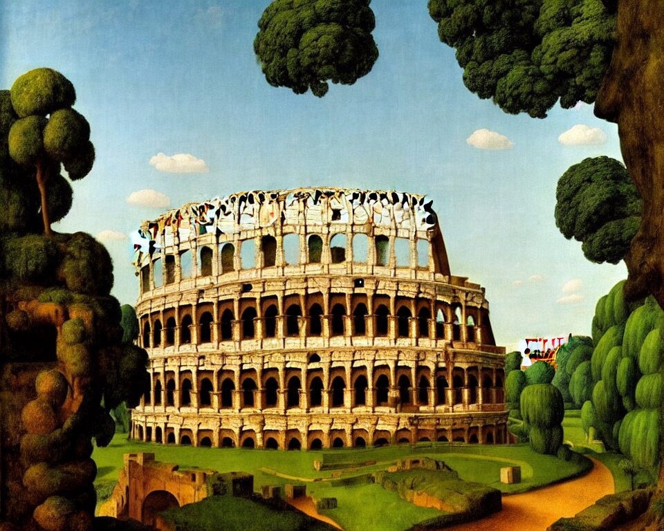 Lexica - An achingly beautiful print of the Colosseum in a jungle ...