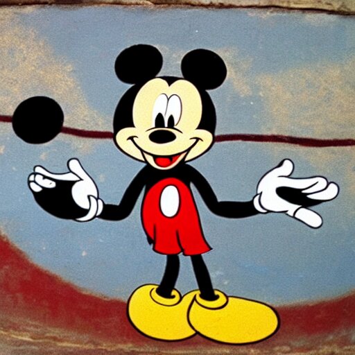 Lexica - Ancient mural painting representing Mickey Mouse