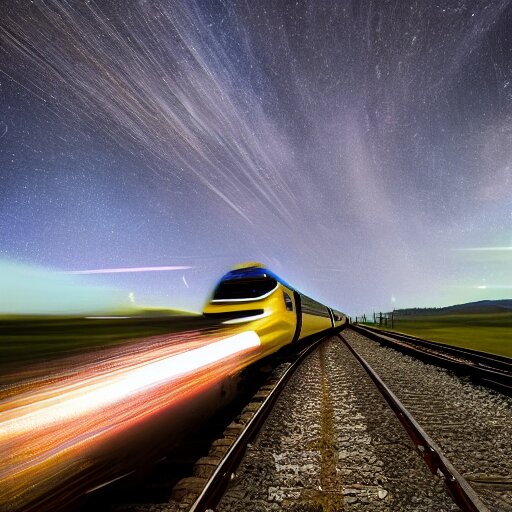 Lexica - A train going through space, 4K, professional photography