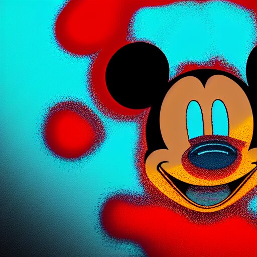 Lexica - Mickey mouse head, distorted, vhs glitch, varied textures, wet ...
