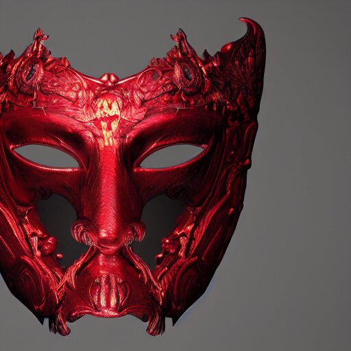 Lexica – Bloody ritual mask, octane render, ornate, red, 3d render