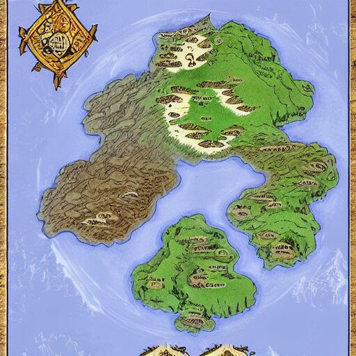 Lexica - Dnd world map, mountains, villages, rivers, oceans, islands