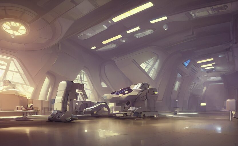 Lexica - Futuristic hospital room beautiful and magical. By Frank Lloyd ...
