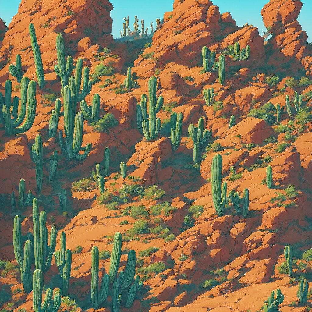 Lexica - Western background stylized, rocks, cactus, cliff, art gta 5 ...