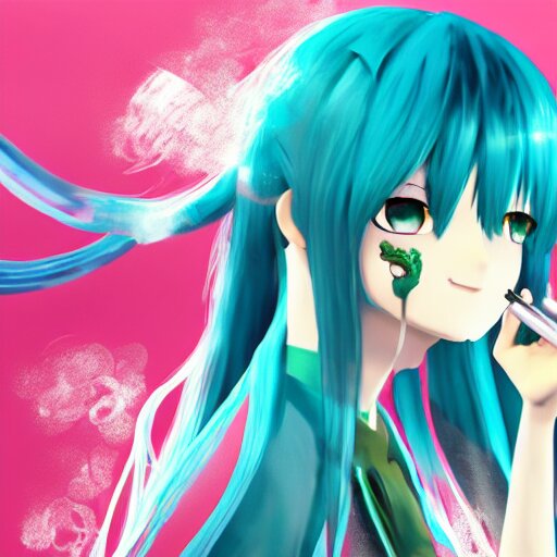 Lexica - Hatsune miku smoking weed, smoke coming out of her mouth ...