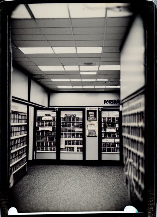 Lexica - Polaroid photograph of the inside of an empty blockbuster ...