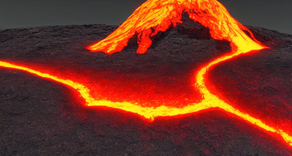Lexica - Volcano with glowing orange lava rolling down the side of it ...