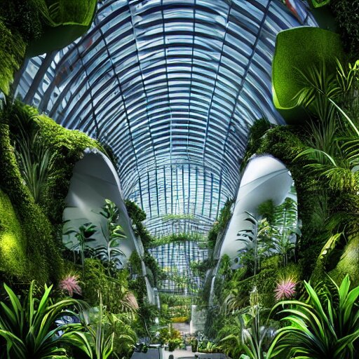 Lexica - Stunning indoor jungle inside epic high technology biodome ...