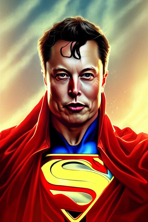 Lexica - Elon musk as superman, realistic portrait, symmetrical, highly ...