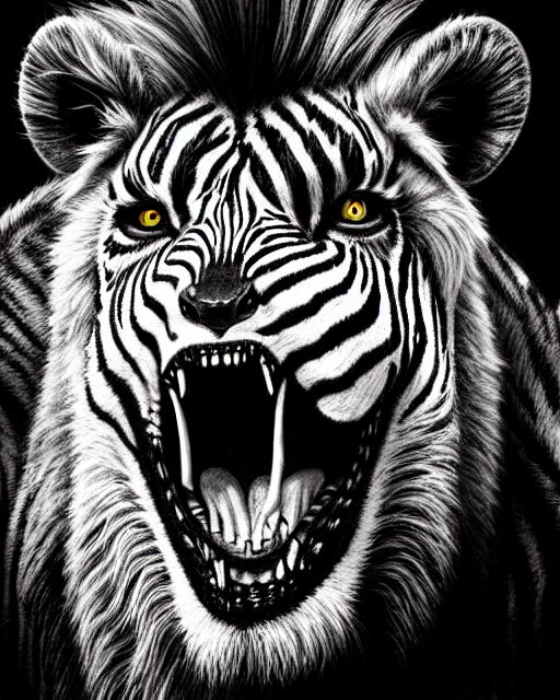 Lexica - A Zombie Zebra eating a lion digital illustration design by ...