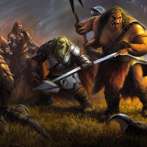 Lexica - A brave knight fighting a horde of orcs, epic battle, dramatic ...